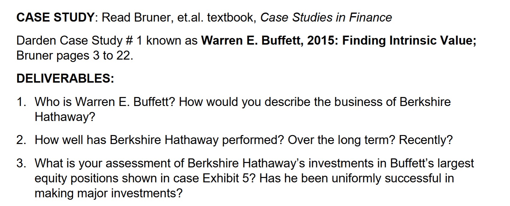 CASE STUDY: Read Bruner, et.al. ﻿textbook, Case | Chegg.com