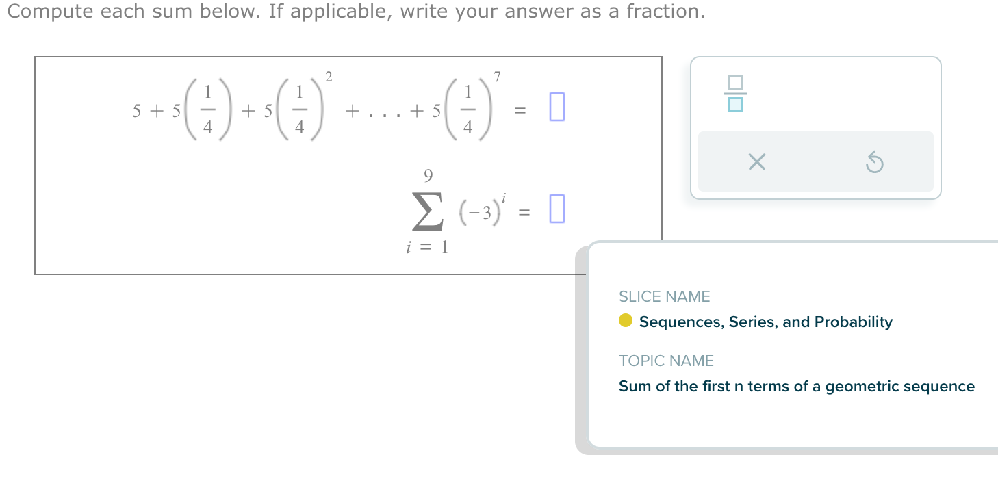Solved Compute each sum below. If applicable, write your | Chegg.com