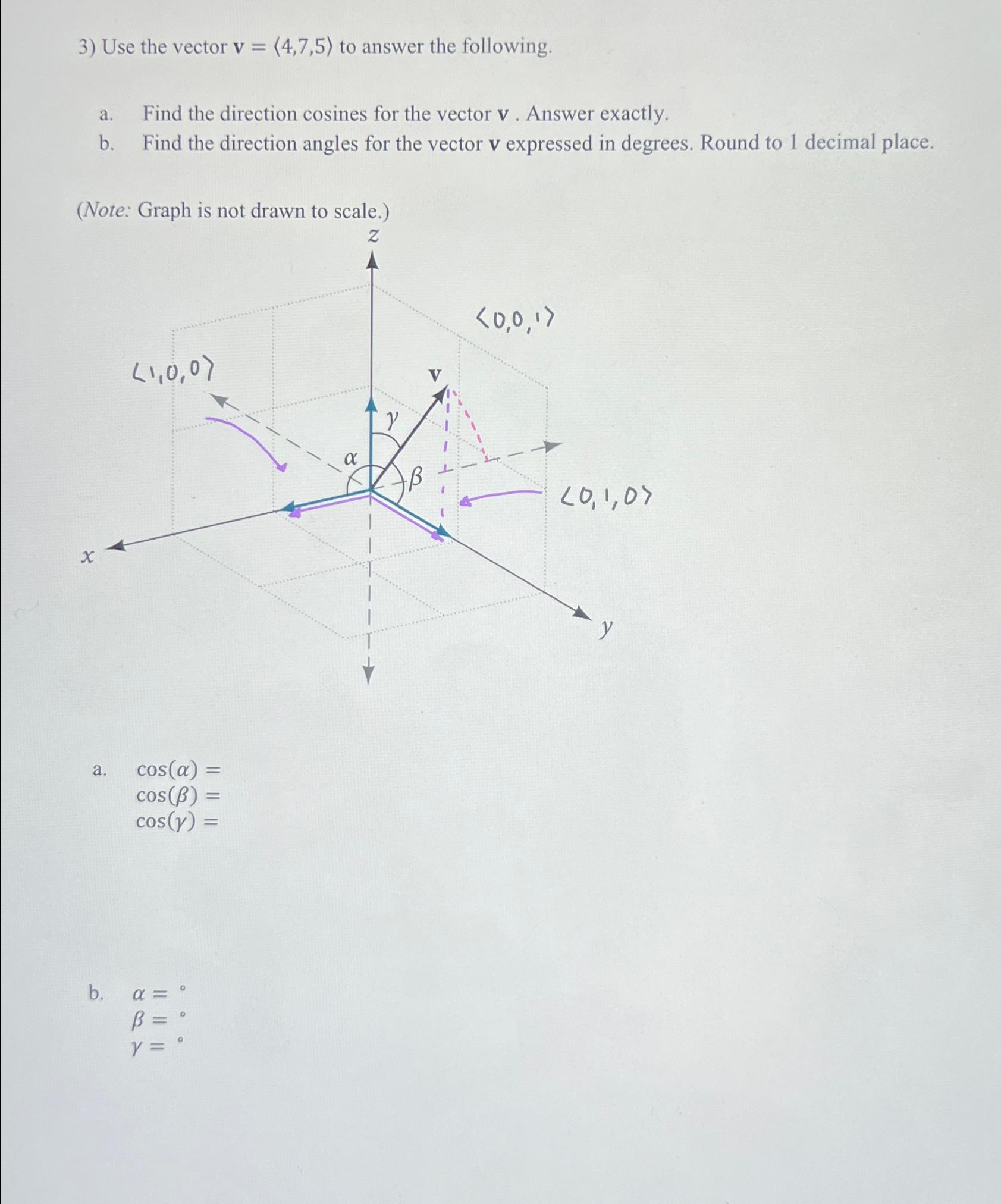 Solved Use the vector v=(:4,7,5:) ﻿to answer the | Chegg.com