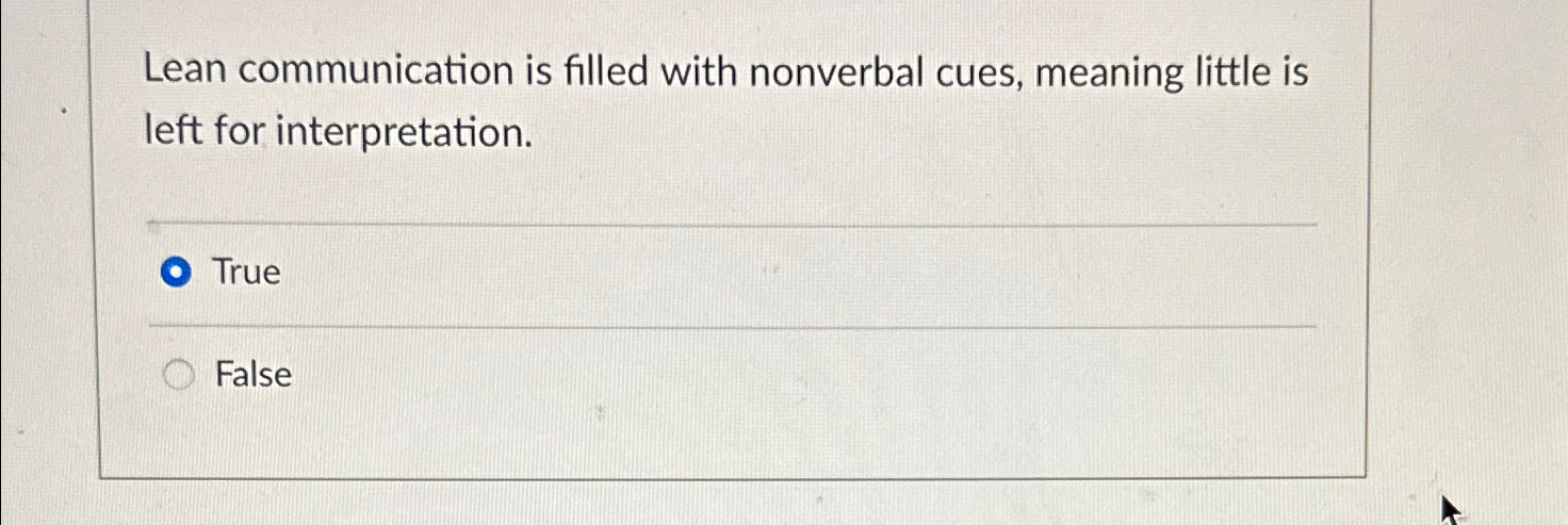 Solved Lean communication is filled with nonverbal cues, | Chegg.com