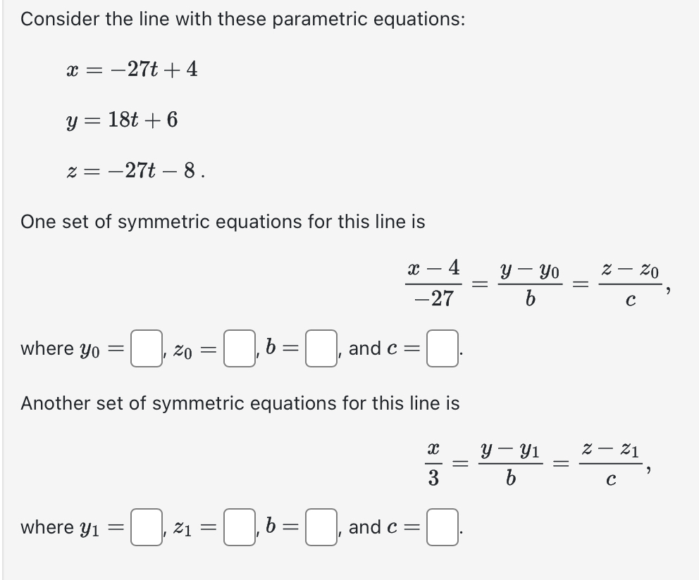 Solved Consider the line with these parametric | Chegg.com