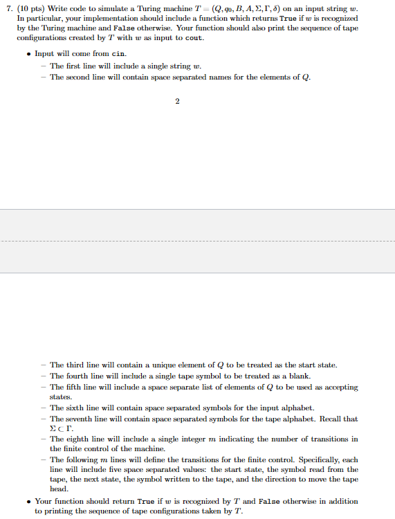Solved (10 ﻿pts) ﻿Write code to simulate a Turing machine | Chegg.com