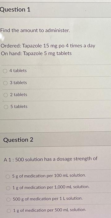 Solved Question 1 Find the amount to administer. Ordered: | Chegg.com