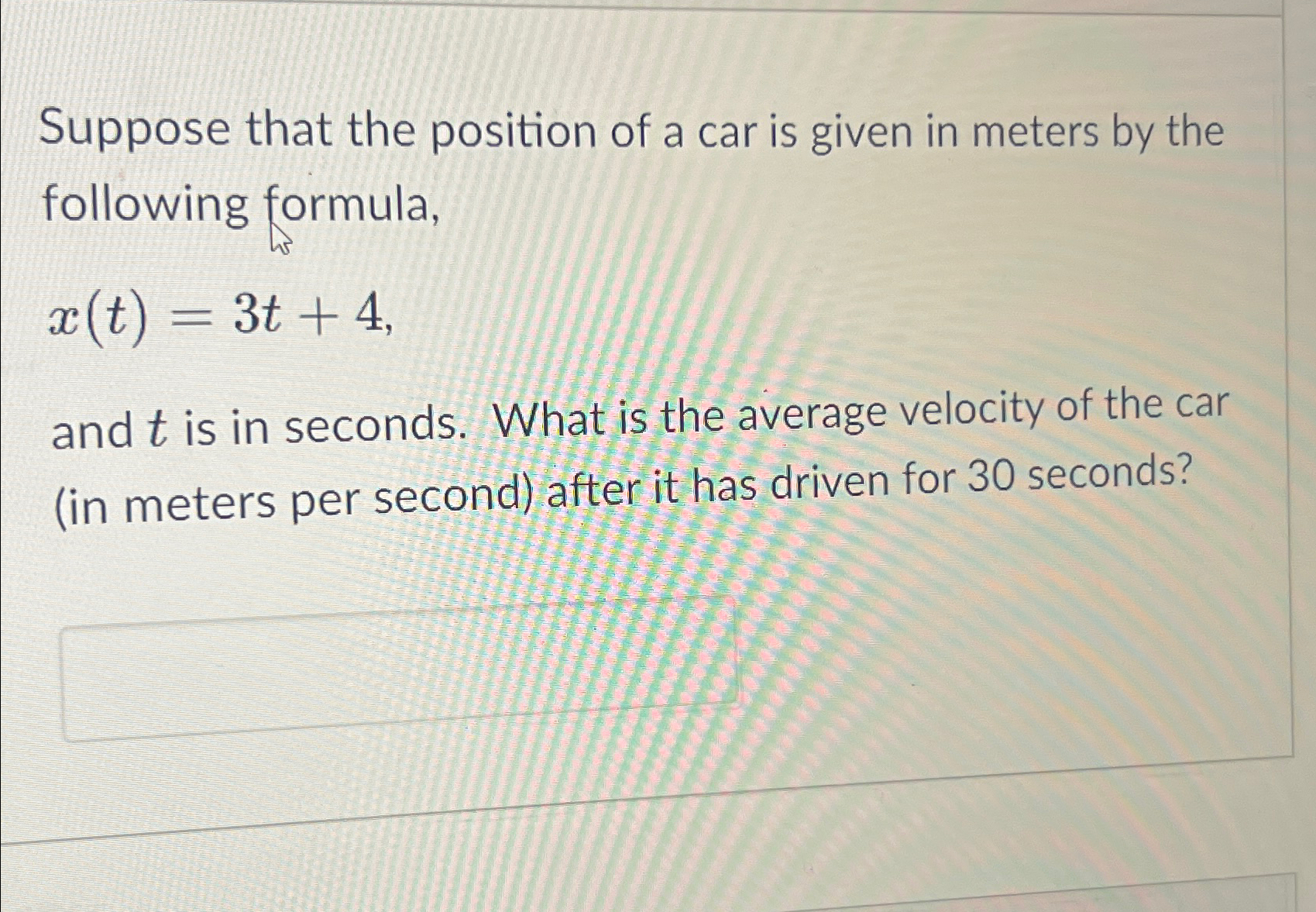 Solved Suppose that the position of a car is given in meters | Chegg.com