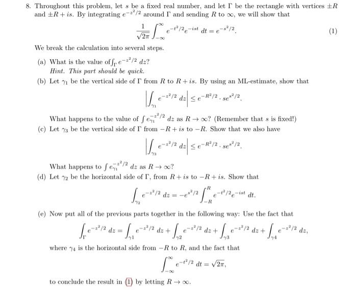 8 Throughout This Problem Let S Be A Fixed Real