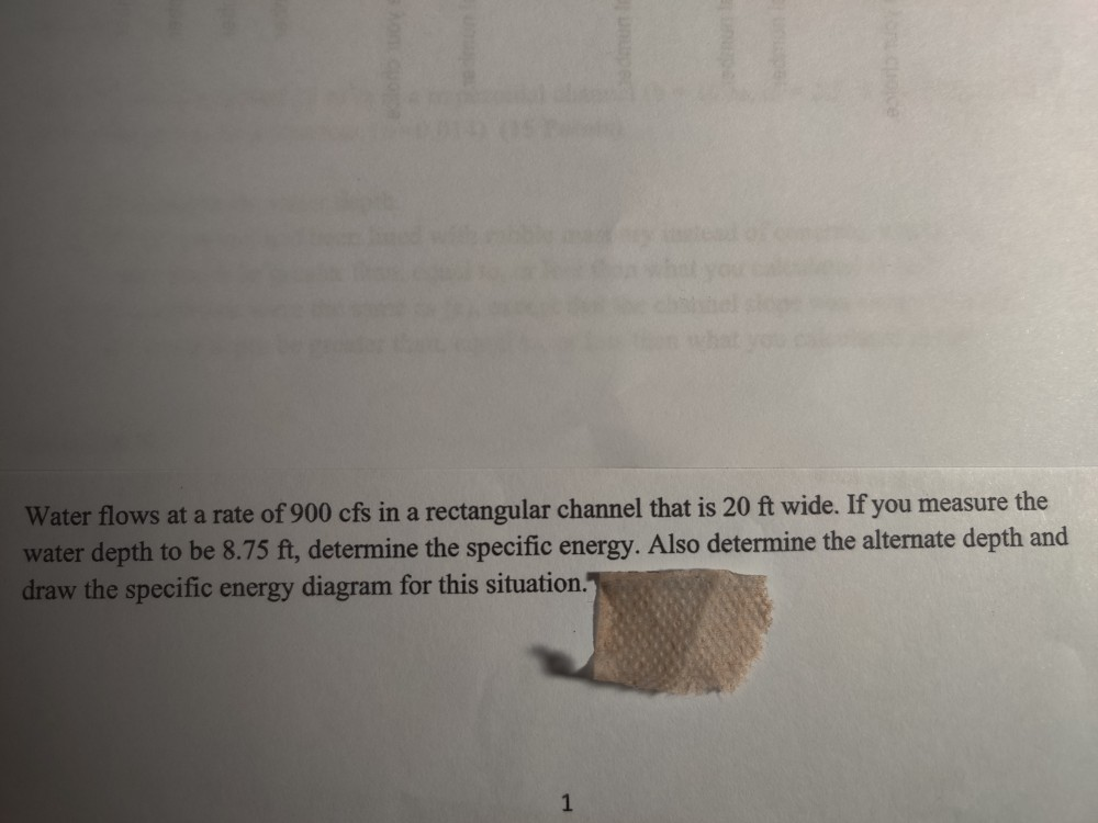 Solved Water flows at a rate of 900 cfs in a rectangular | Chegg.com