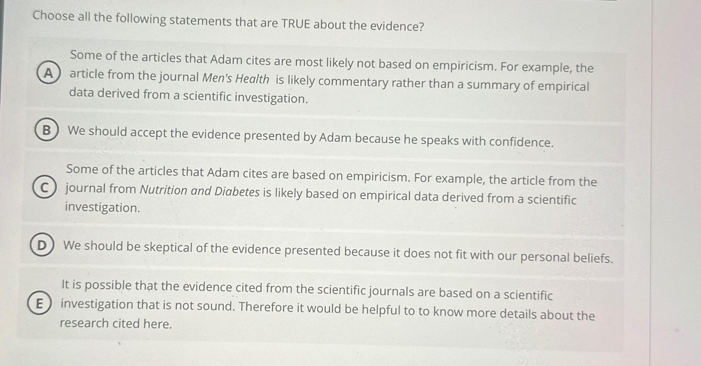 Solved Choose all the following statements that are TRUE | Chegg.com