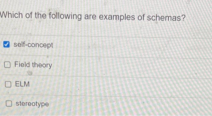 Solved Which of the following are examples of schemas? | Chegg.com