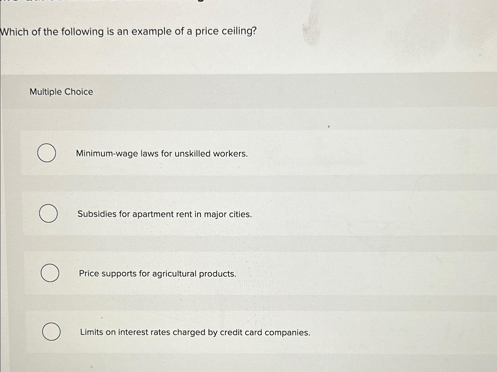 Solved Which of the following is an example of a price | Chegg.com