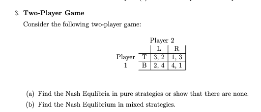 Solved Two-Player GameConsider the following two-player | Chegg.com