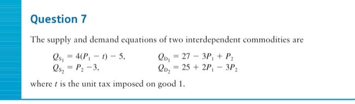 Solved The supply and demand equations of two interdependent | Chegg.com