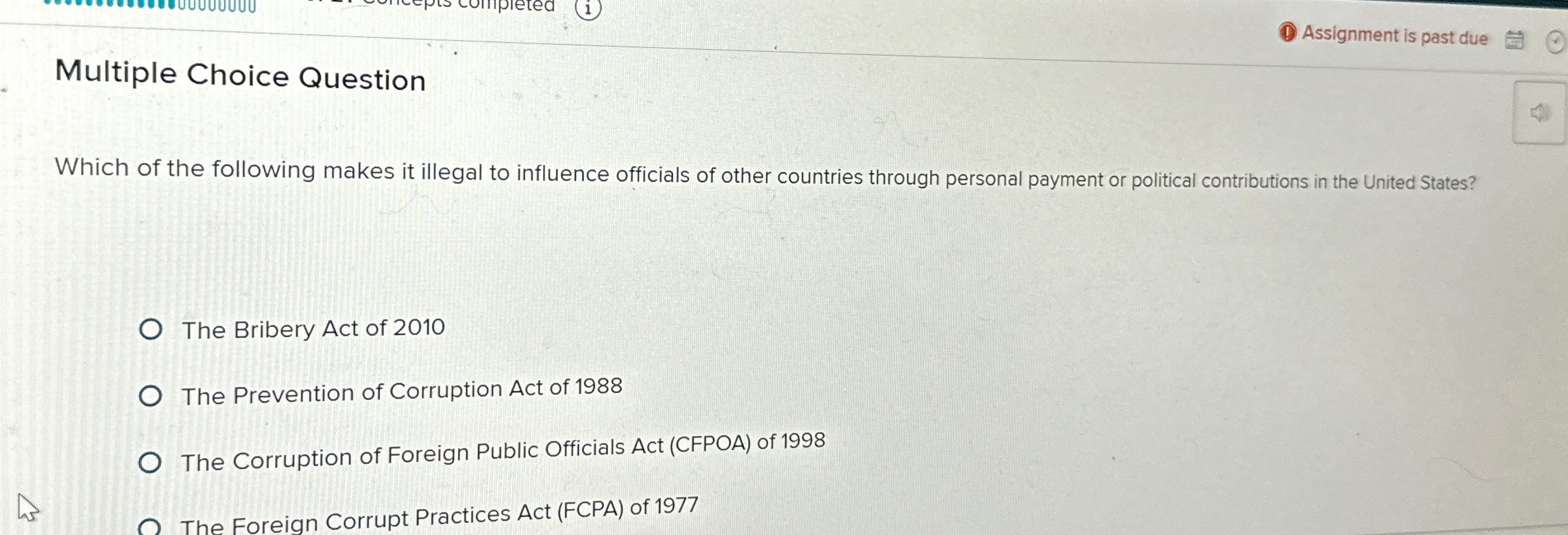 Solved Assignment is past dueMultiple Choice QuestionWhich | Chegg.com