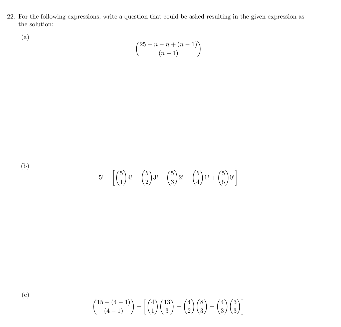 Solved For the following expressions, write a question that | Chegg.com