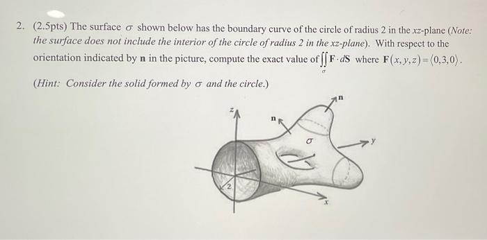 Solved 2. (2.5pts) The surface σ shown below has the | Chegg.com