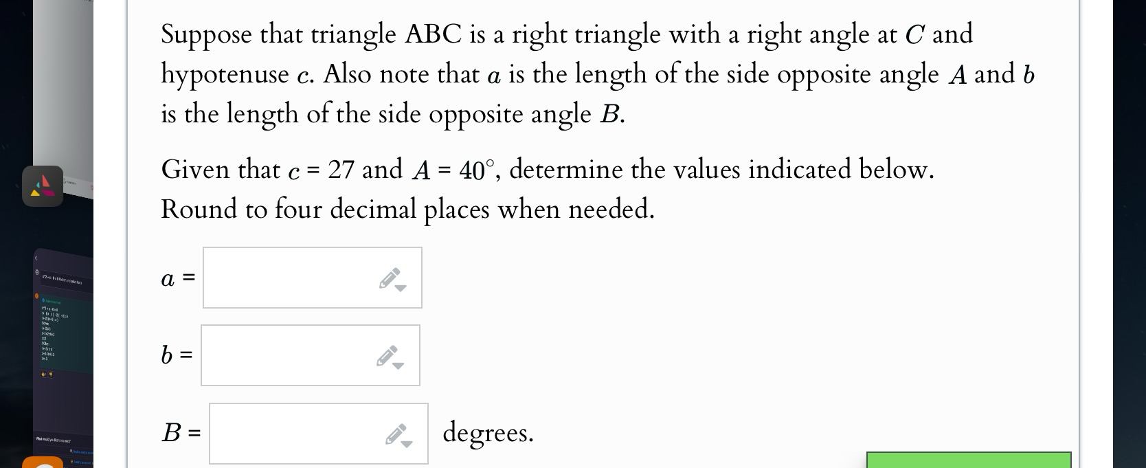 Solved Suppose that triangle ABC is a right triangle with a | Chegg.com