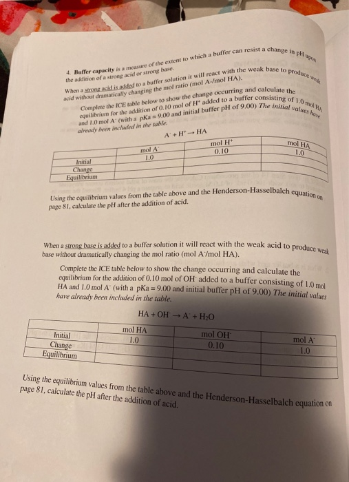 Solved lab Questions Buffers Pre-lab use the Henderson-H | Chegg.com