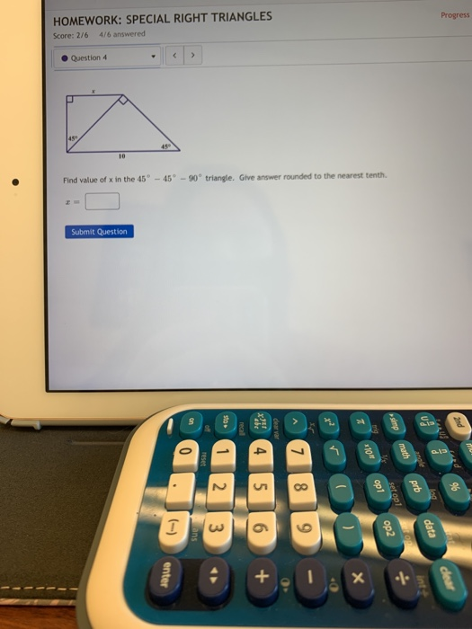 Solved Progress HOMEWORK: SPECIAL RIGHT TRIANGLES Score: 2/6 | Chegg.com