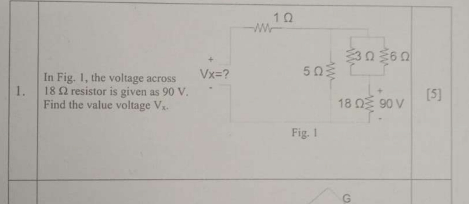 \table[[1.,In Fig. 1, ﻿the voltage across Vx= ? 18Ω | Chegg.com