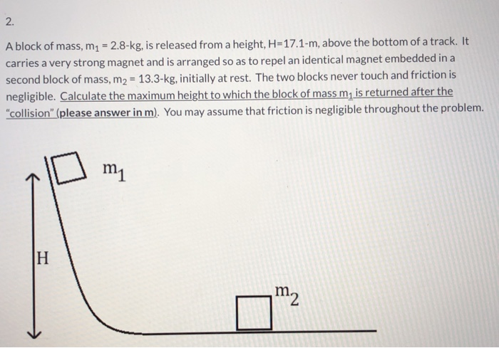 Solved A block of mass, m1 = 2.8-kg, is released from a | Chegg.com