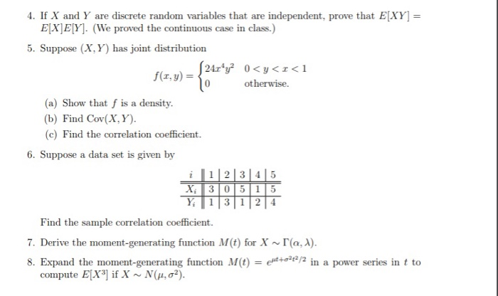 Solved 4. If X and Y are discrete random variables that are | Chegg.com