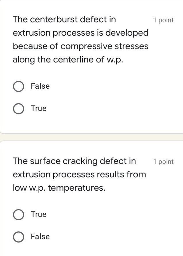 Solved 1 point Impact extrusion process is carried out at | Chegg.com