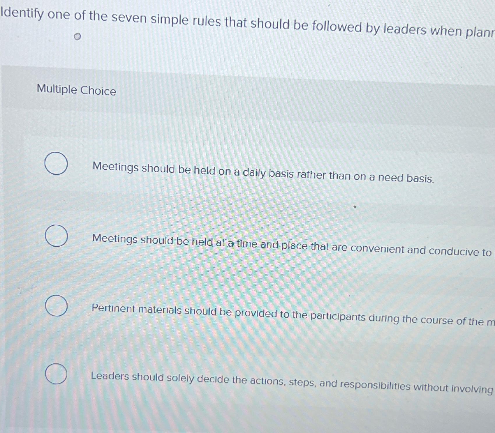 Solved Identify one of the seven simple rules that should be | Chegg.com