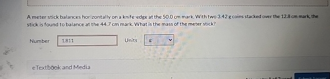 Solved A meter stick balances horizontally on a knife-edge | Chegg.com