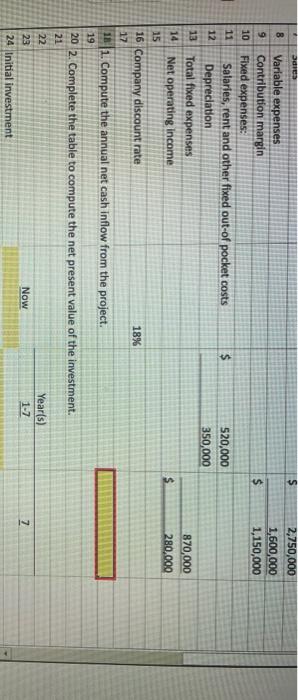 Solved Excel SIM: Comparison of Capital Budgeting Methods 18 | Chegg.com