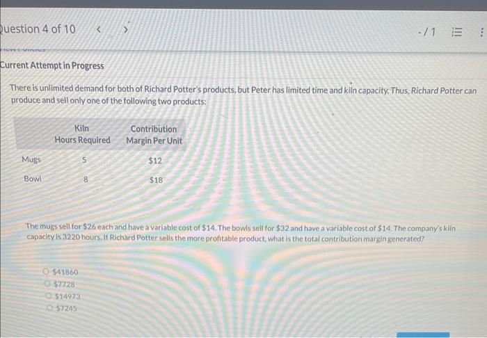 Solved If Richard Potter sells the more profitable product, | Chegg.com