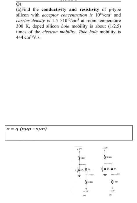 Solved Q1 (a)Find the conductivity and resistivity of p-type | Chegg.com