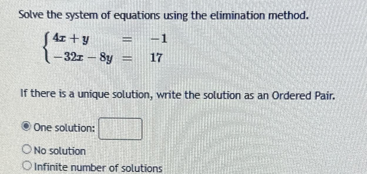 Solved Solve the system of equations using the elimination | Chegg.com