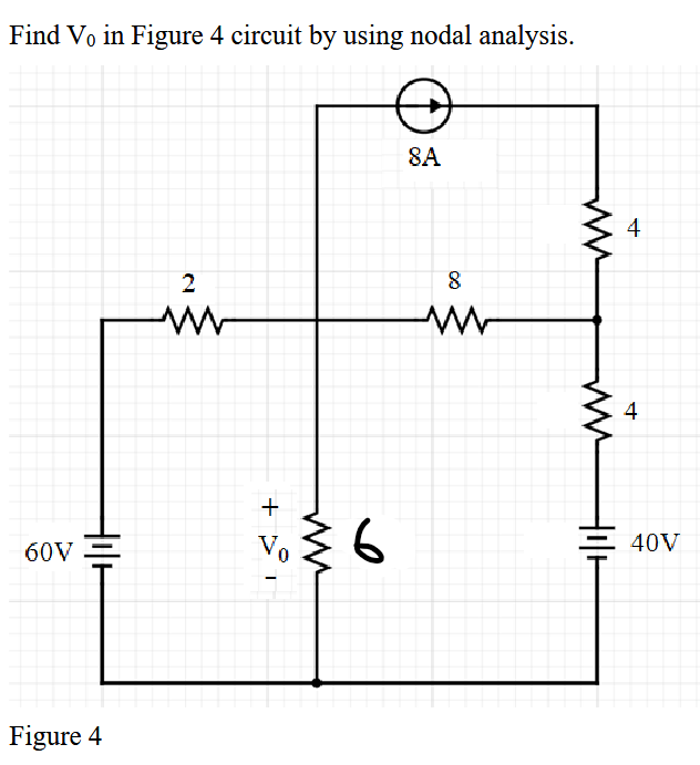 Solved Find V0 ﻿in Figure 4 ﻿circuit by using nodal | Chegg.com