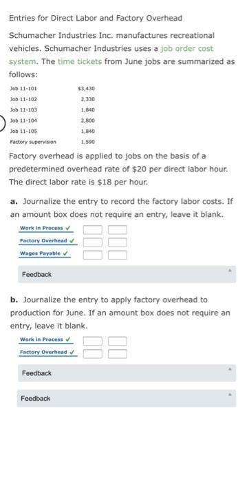 Solved Entries for Direct Labor and Factory Overhead | Chegg.com