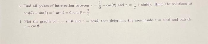 Solved Finding area and points of intersection in polar | Chegg.com