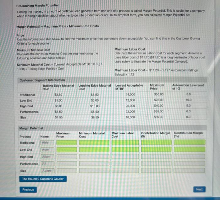 Solved Determining Margin Potontial Finding the maximum | Chegg.com