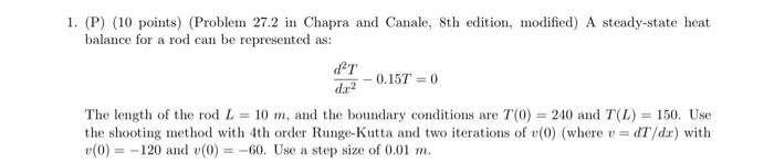(P) (10 points) (Problem 27.2 in Chapra and Canale, | Chegg.com