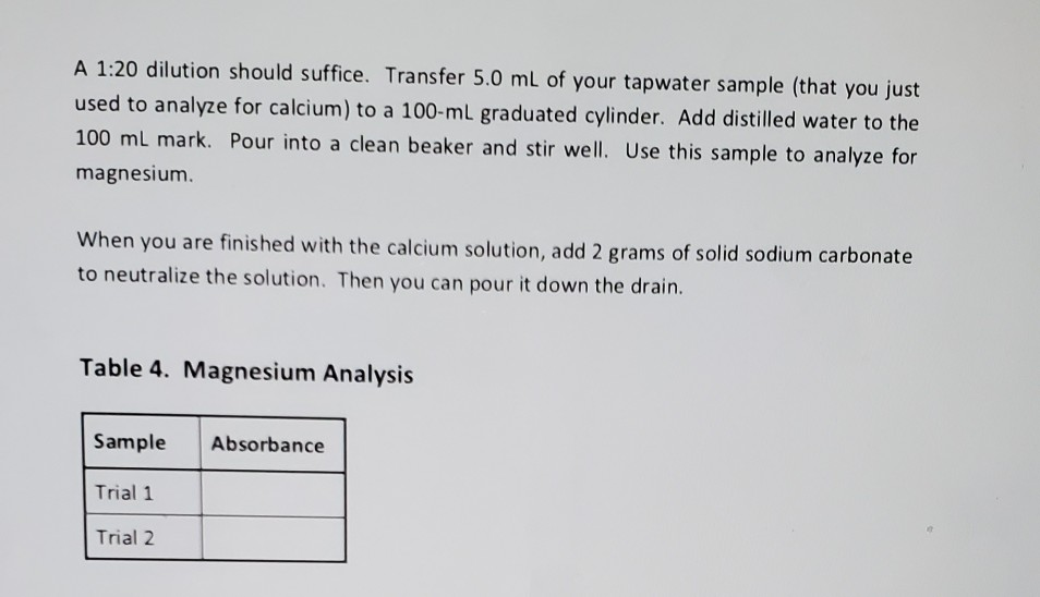 1. for the calcium ion determination, prepare a graph | Chegg.com