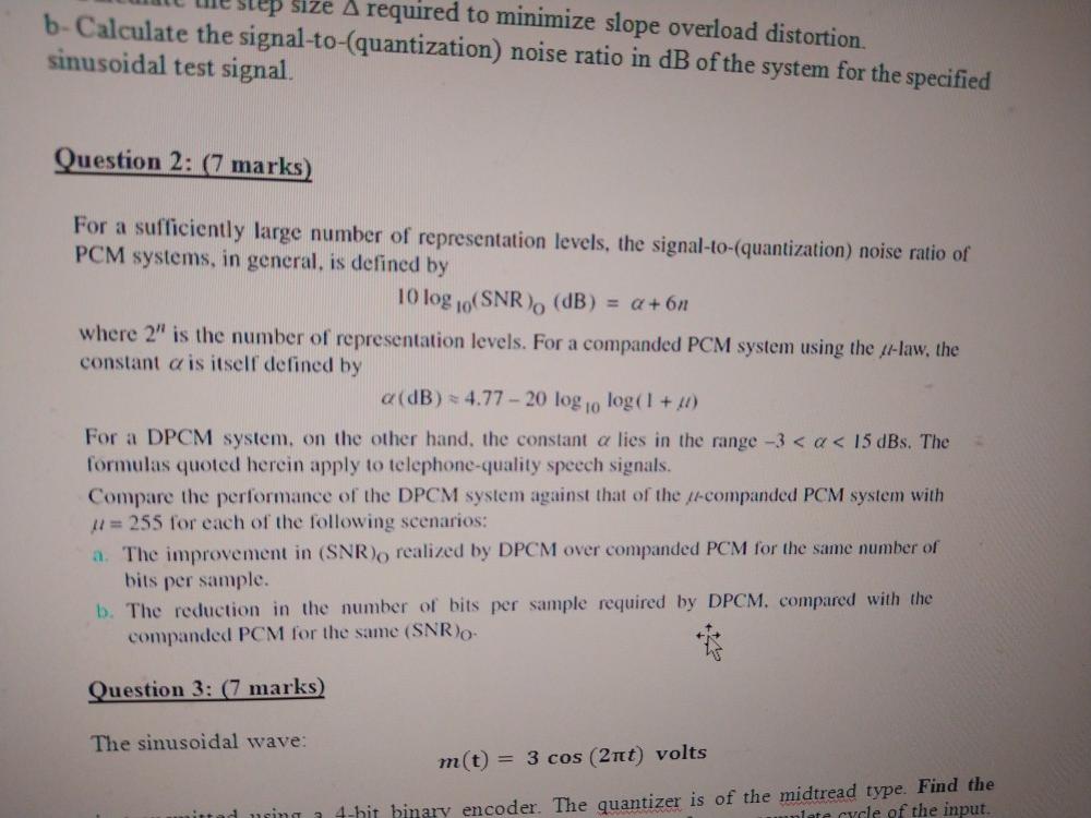 size A required to minimize slope overload | Chegg.com