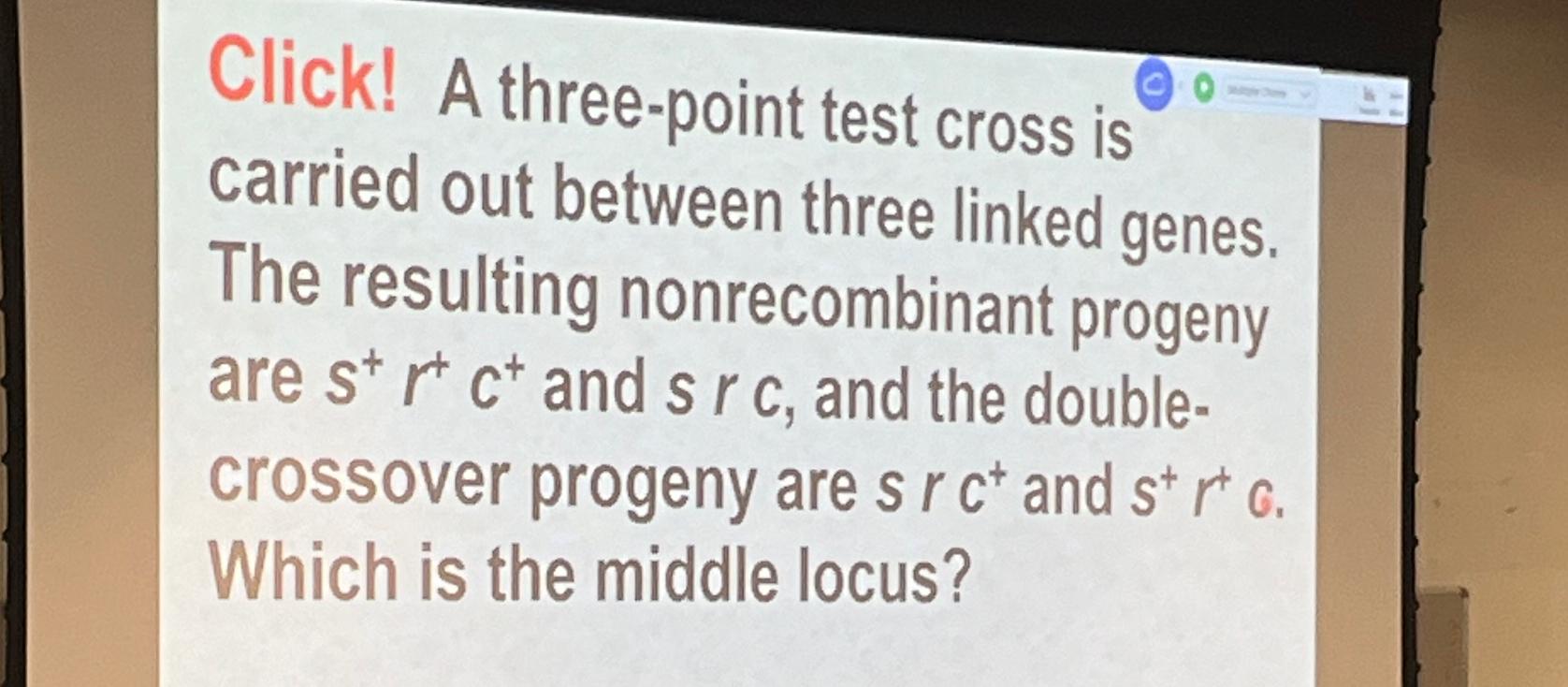 Solved Click! A three-point test cross is carried out | Chegg.com