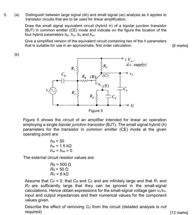 Solved 5. (a) Distinguish between large signal (dc) and | Chegg.com