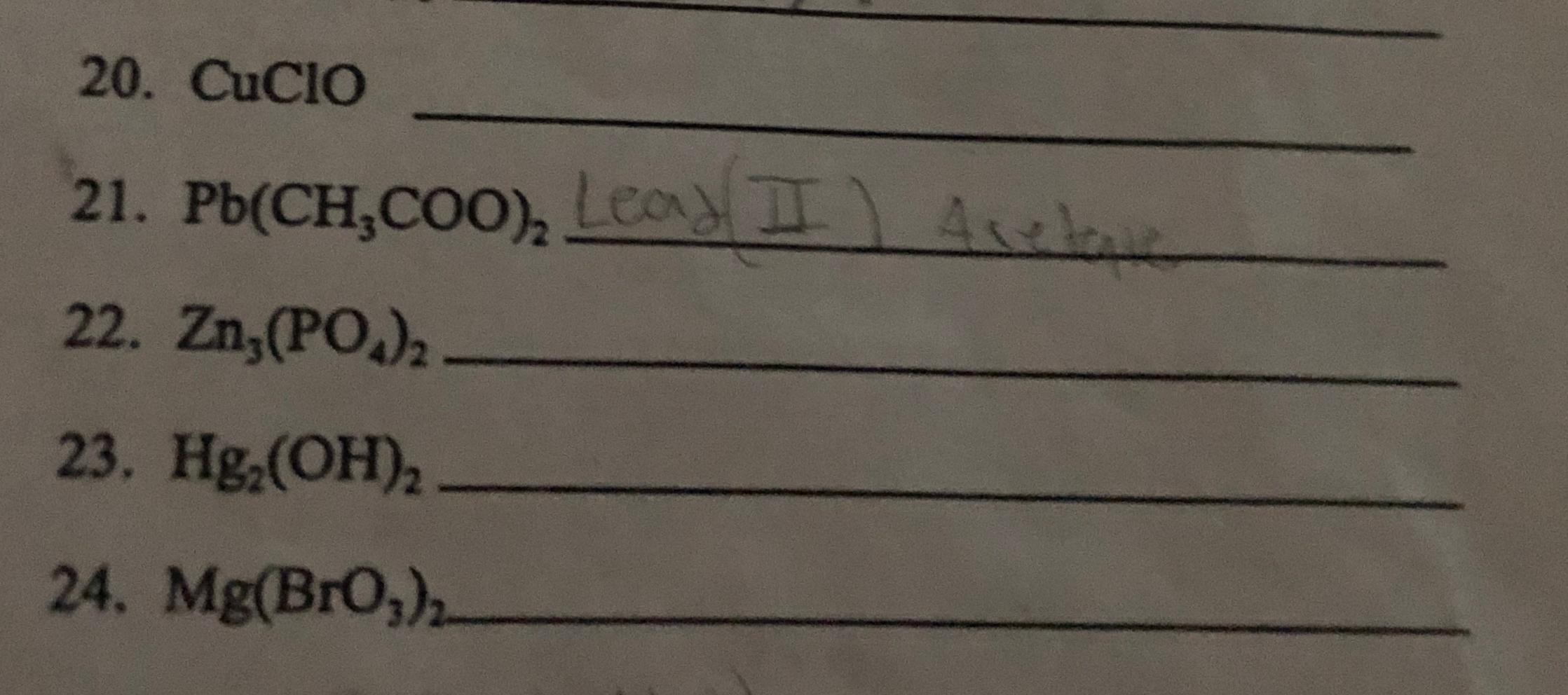 Solved CuClOPb(CH3COO )2 ﻿Lead II) | Chegg.com