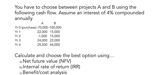 Solved Calculate and choose the best option using... a) Net | Chegg.com