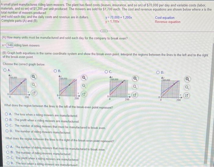 Solved A small plant manufactures riding lawn mowers. The | Chegg.com