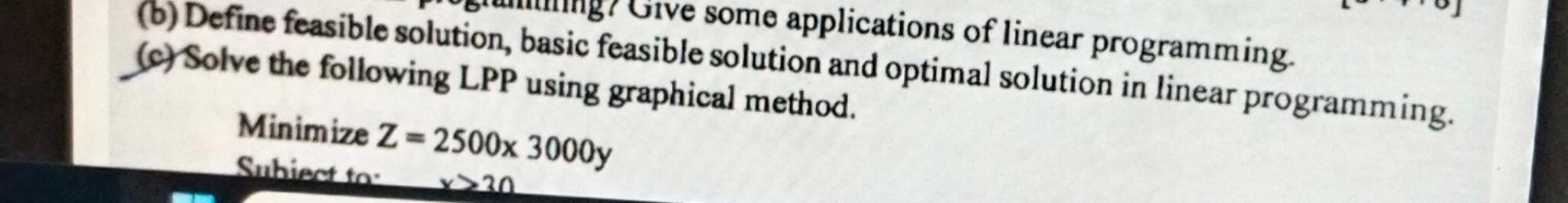 Solved b) ﻿Define feasible solution, basic feasible solution | Chegg.com