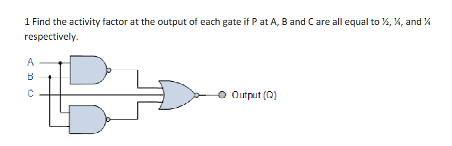 Solved Find the activity factor at the output of each gate | Chegg.com