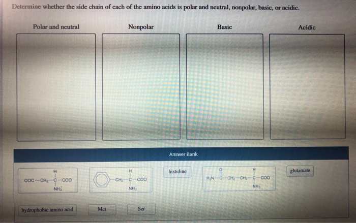 Solved Determine whether the side chain of each of the amino | Chegg.com