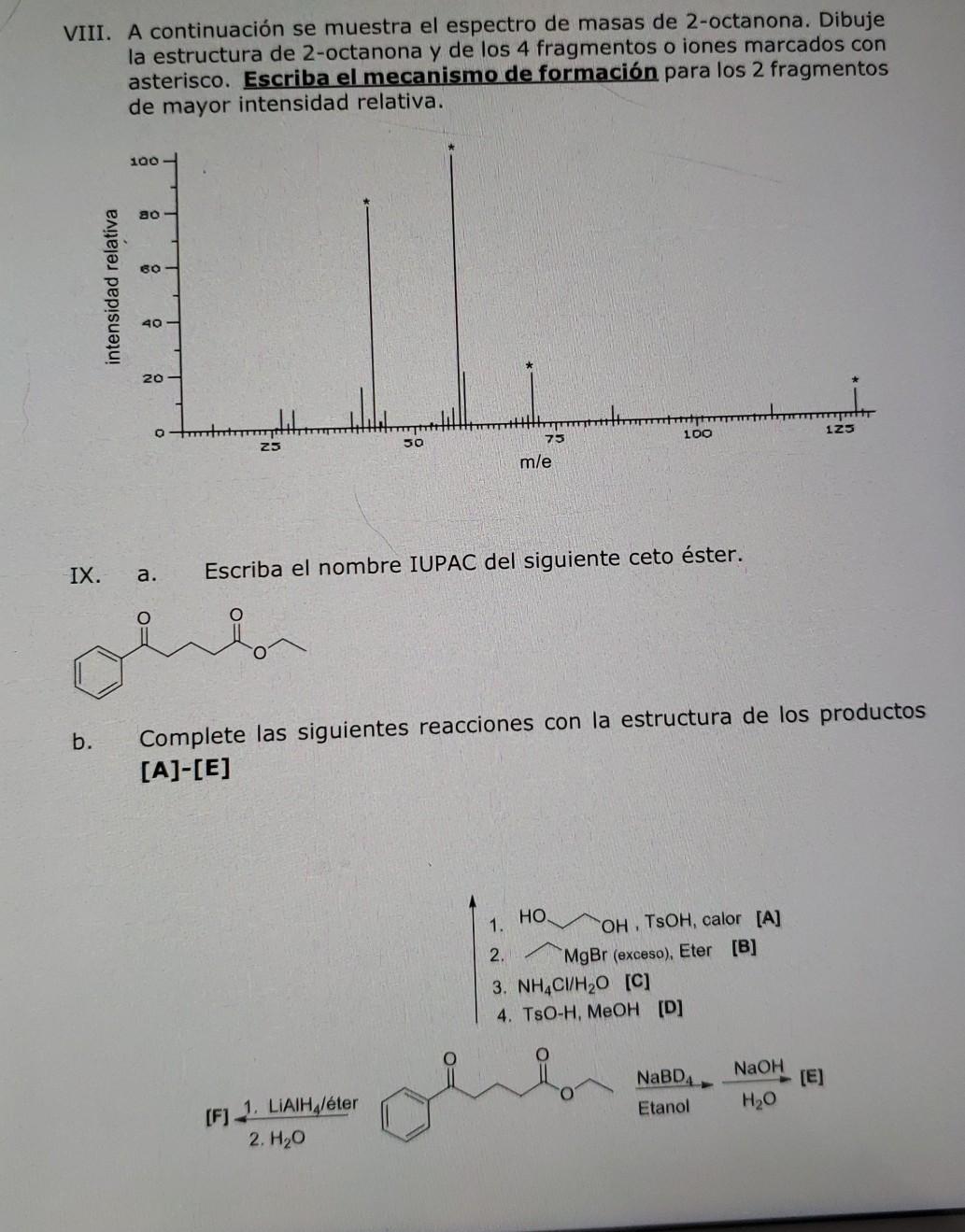 Solved VIII. draw the structure of 2 octanone and the | Chegg.com