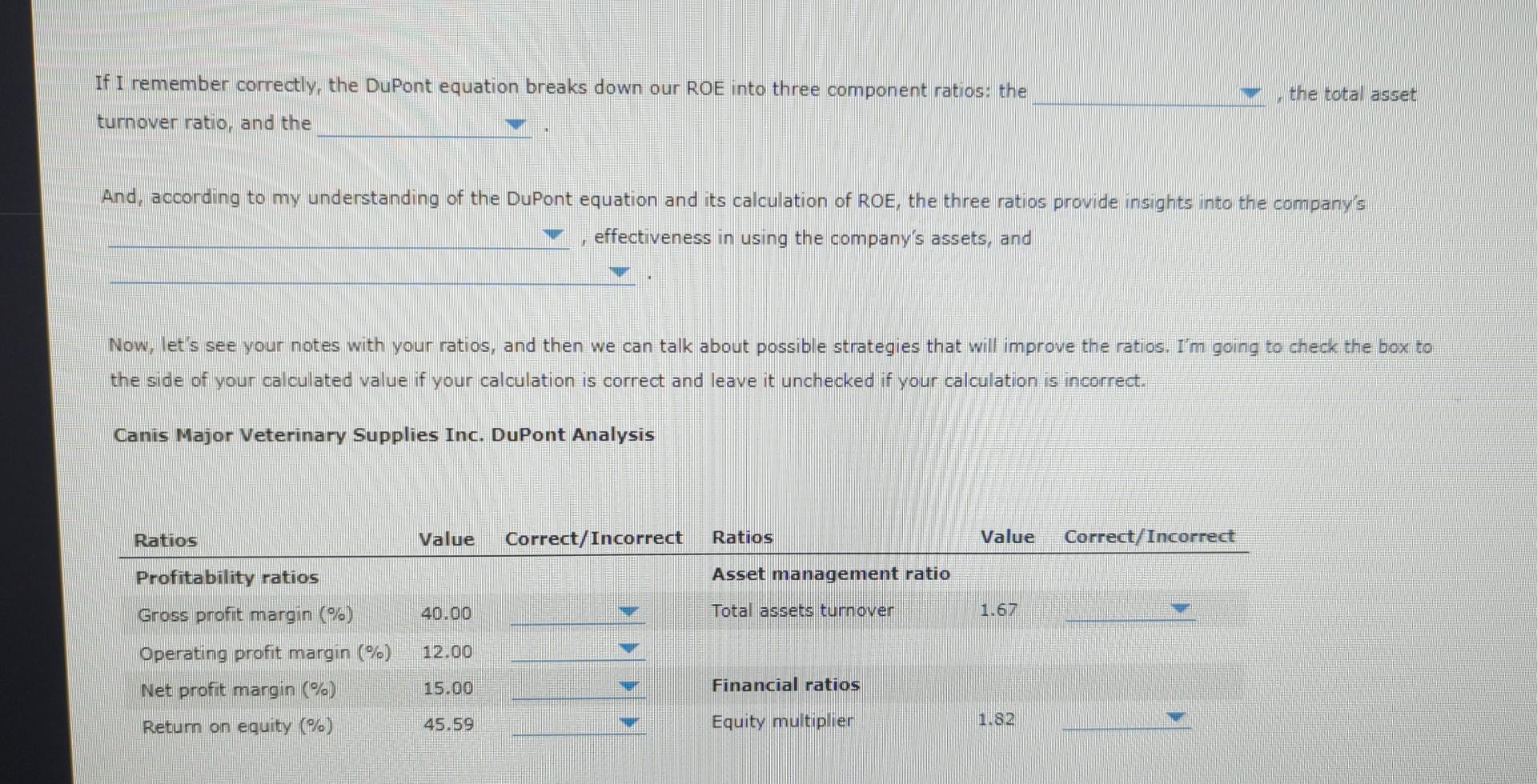 Solved An analysis of company performance using DuPont | Chegg.com