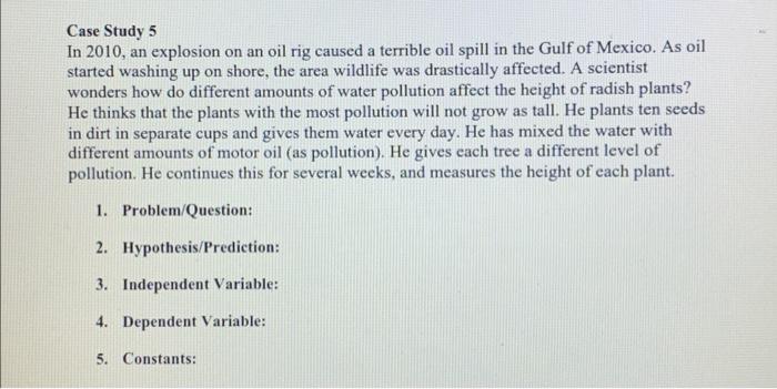 Solved Scientific Method Case Studies Read each of the | Chegg.com