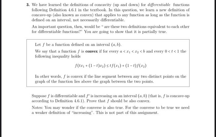 Solved 3. We have learned the definitions of concavity (up | Chegg.com